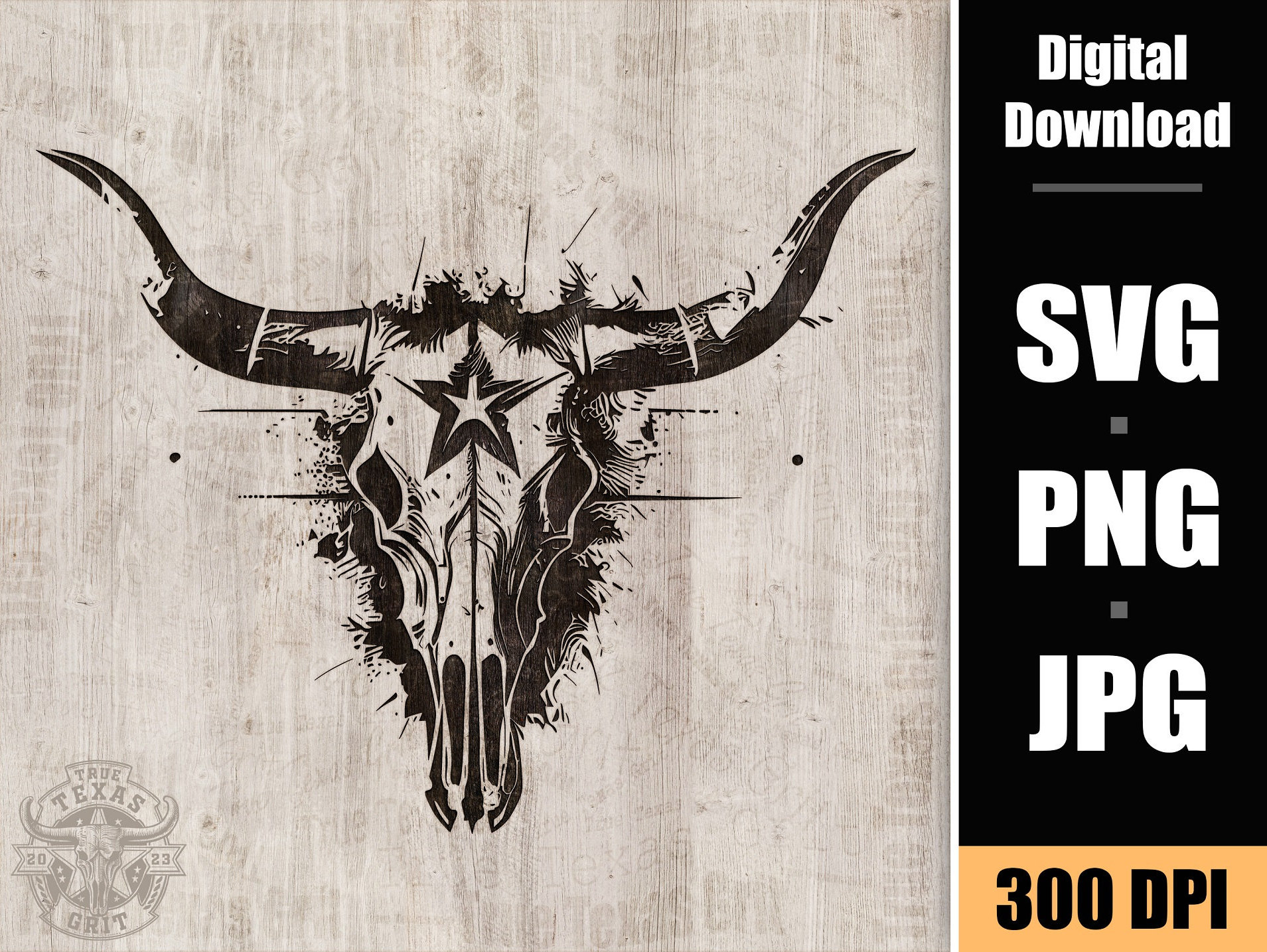 Texas Longhorn Skull Vector: Western Decor (SVG, PNG, JPG) - Etsy