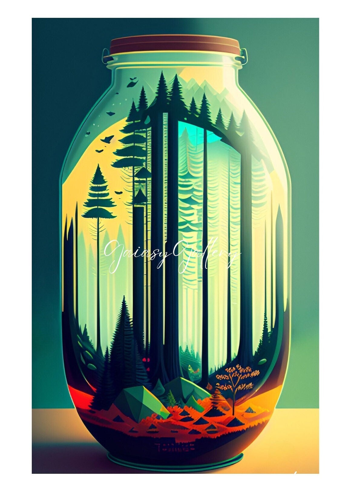 Pacific Northwest Jar - Forest Art, Pacific Northwest Art , Custom Wall ...