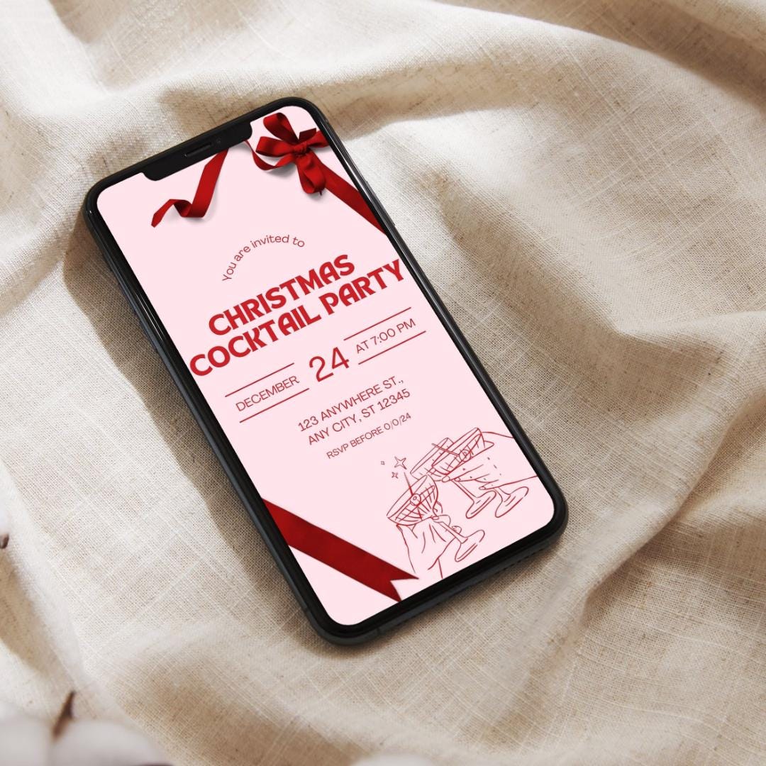 Christmas Cocktail Party Invitation Template Editable Canva Template ...