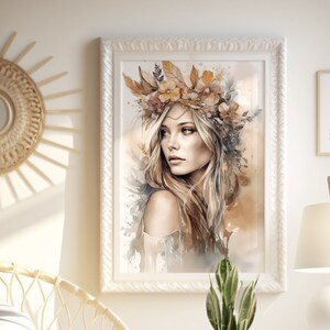 Digital Download, Bohemian Woman Portrait, Printable Poster, Boho Chic ...