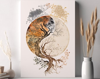 Watercolor Yin-yang Printable on Wall Art Posters T-shirts - Etsy