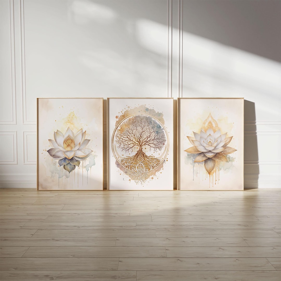 Lotus Blossoms and Tree of Life, Set of 3, Printable Posters, Digital ...