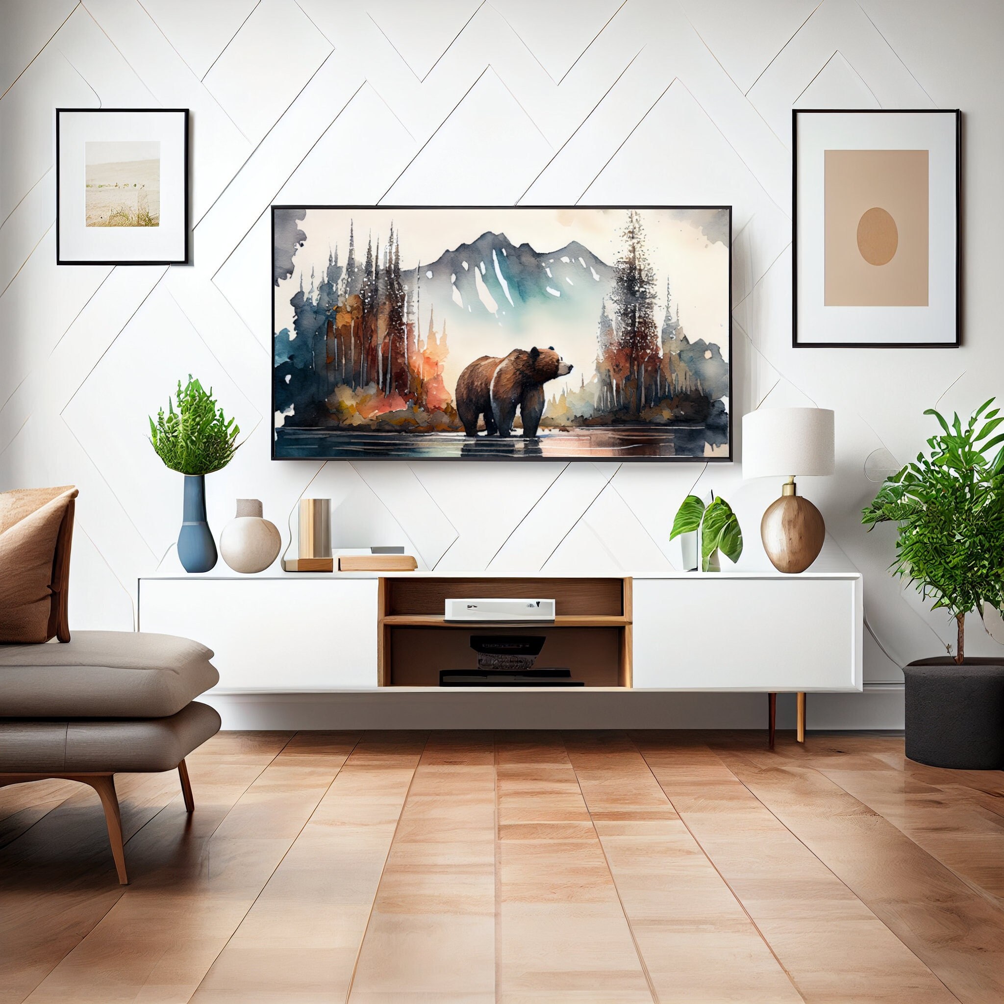 Samsung Frame TV Art, Aquarelle of A Grizzly Bear, Watercolor TV Art ...