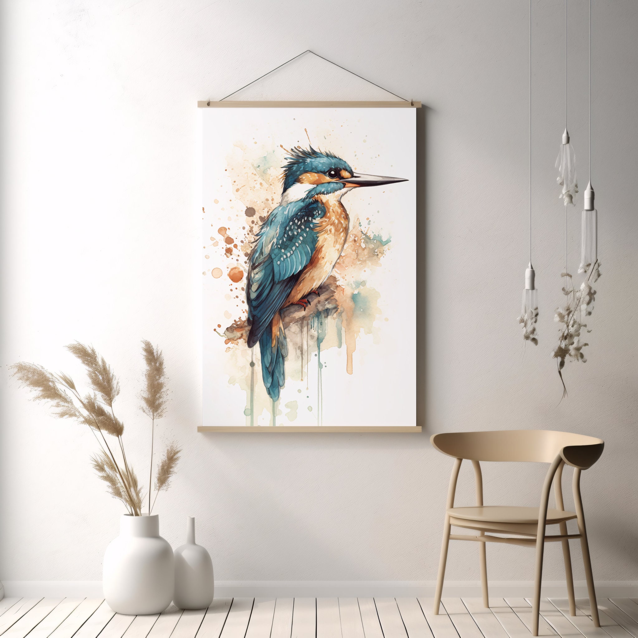Kingfisher Painting Printable Poster Bird Aquarelle Digital - Etsy
