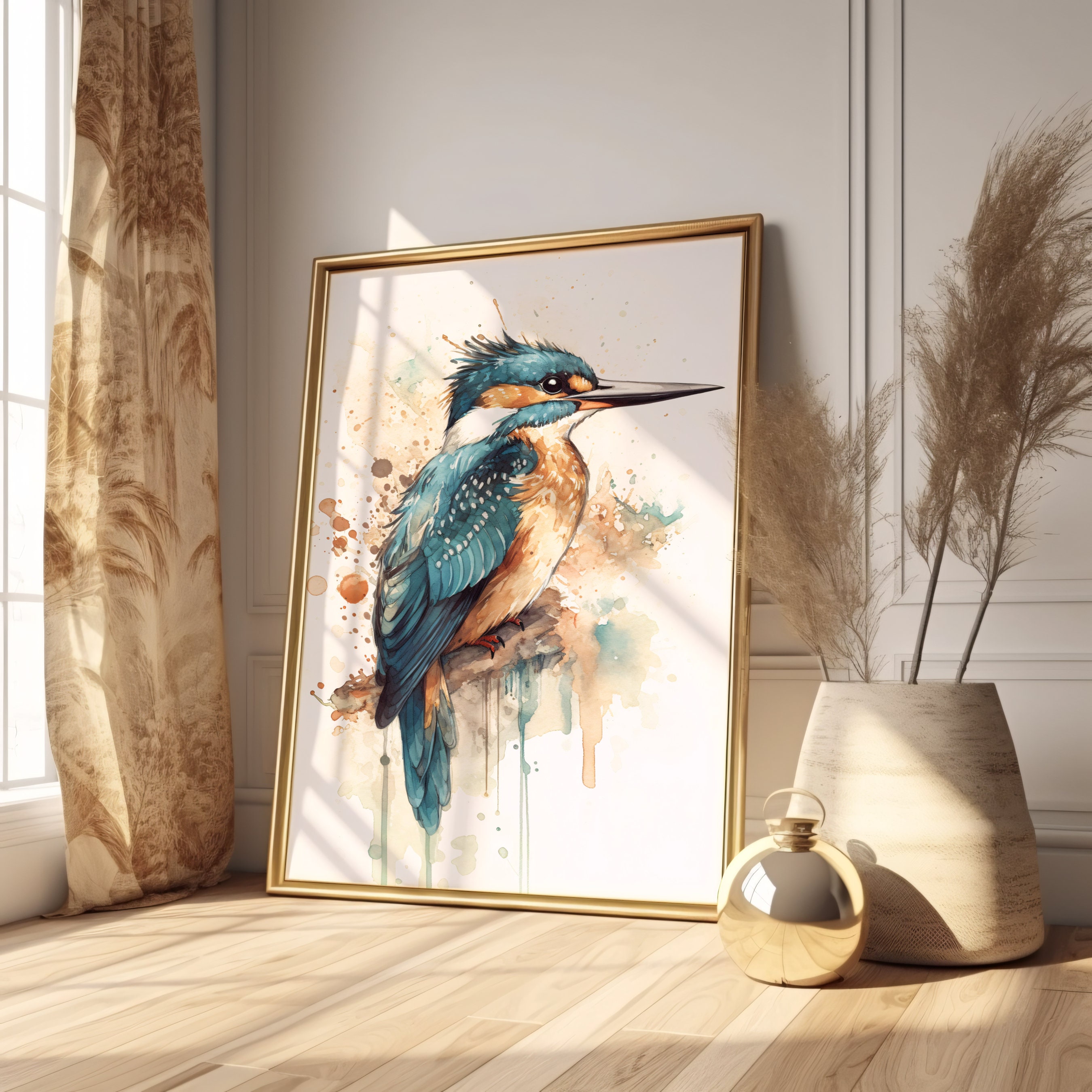 Kingfisher Painting Printable Poster Bird Aquarelle Digital - Etsy