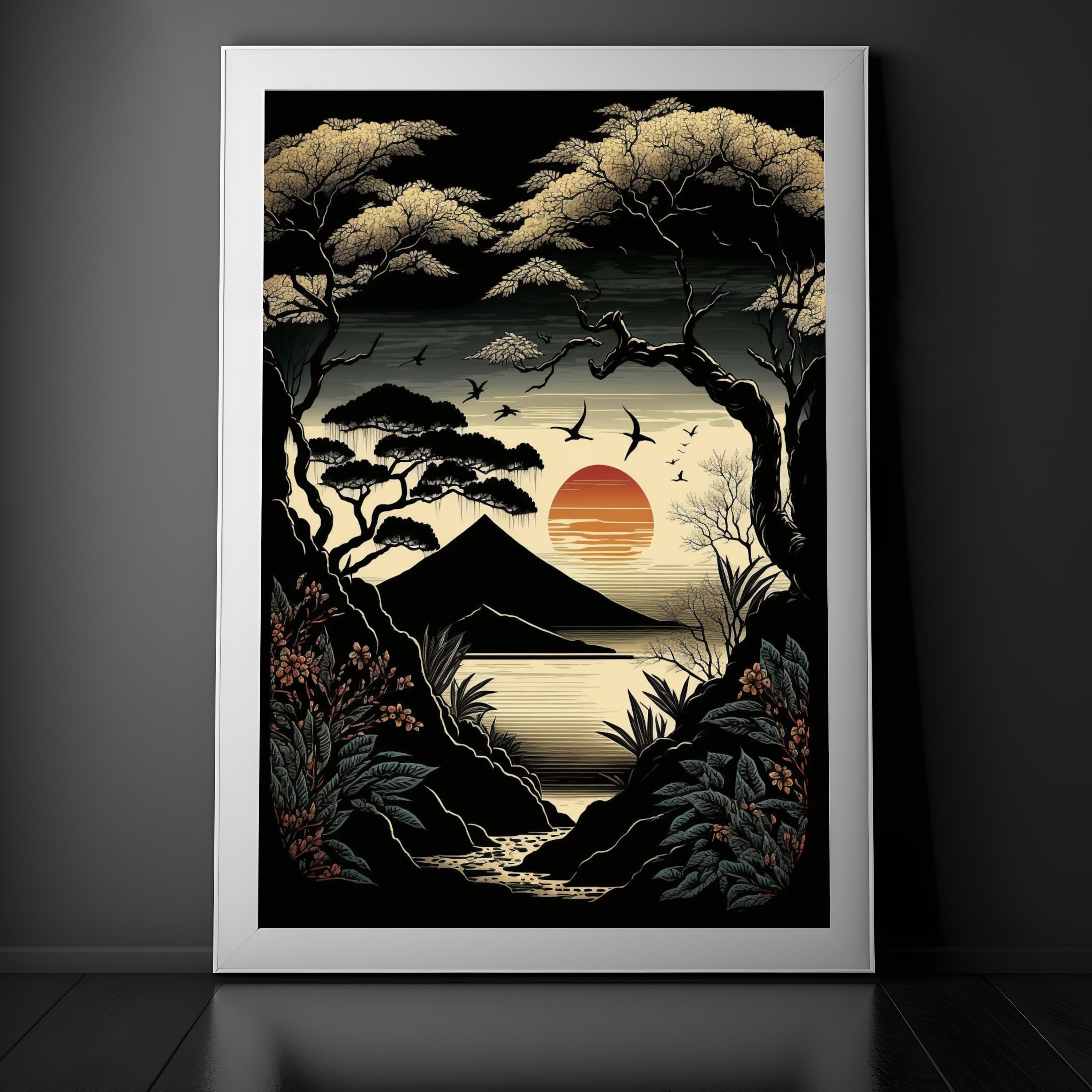 Instant Download, Japanese Scenery at Sunset, Printable Japanese Wall ...