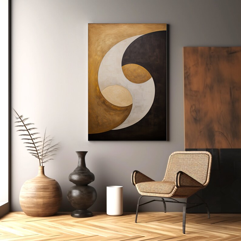 Boho Yin Yang Abstract Art Digital Download Printable Wall - Etsy