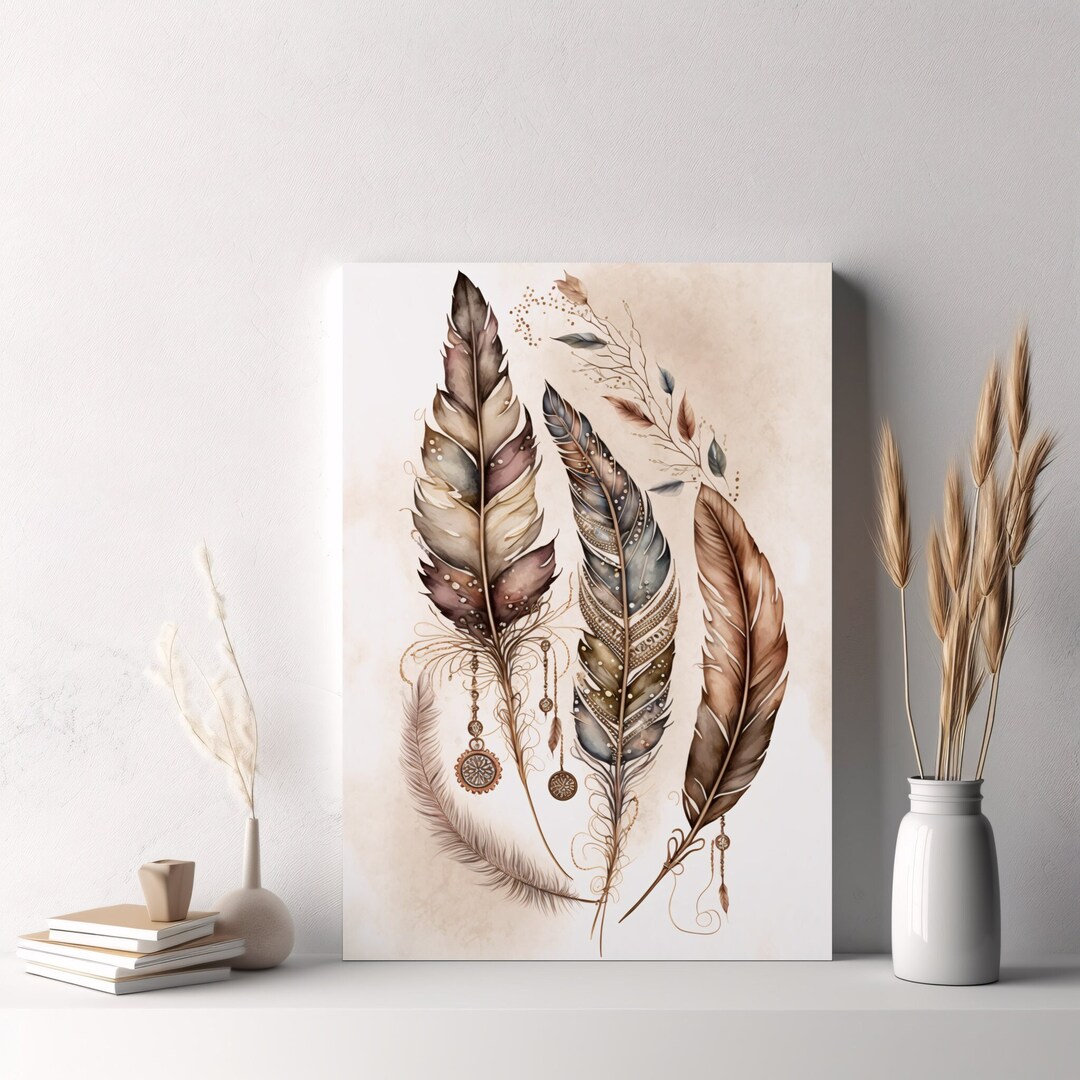 Boho Feathers, Printable Poster, Digital Download, Boho Chic Decoration ...