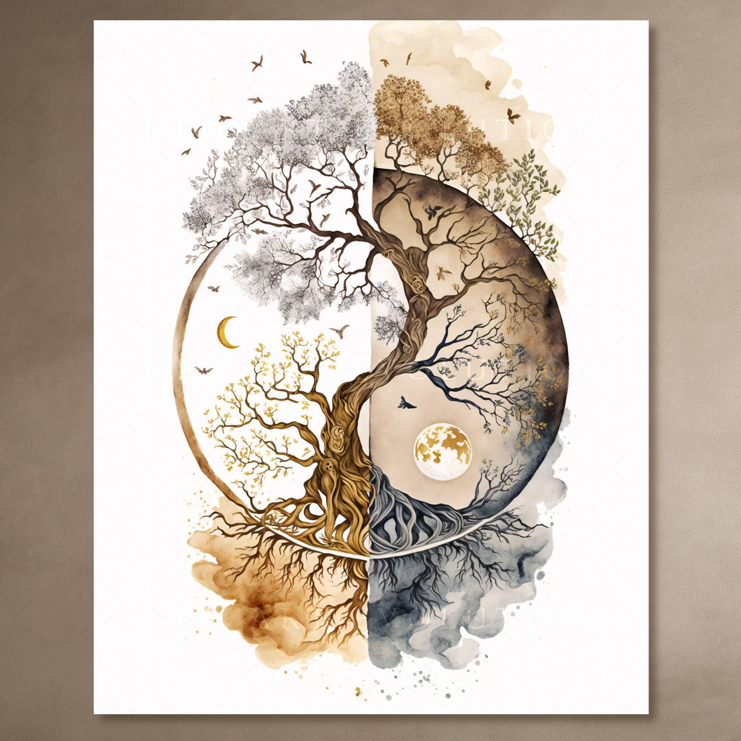 Yin Yang as Tree, Digital Download, Zen Style, Printable Wall Art ...
