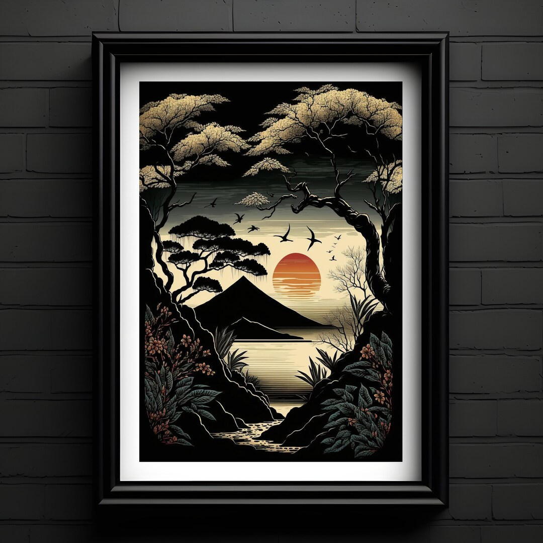 Instant Download, Japanese Scenery at Sunset, Printable Japanese Wall ...