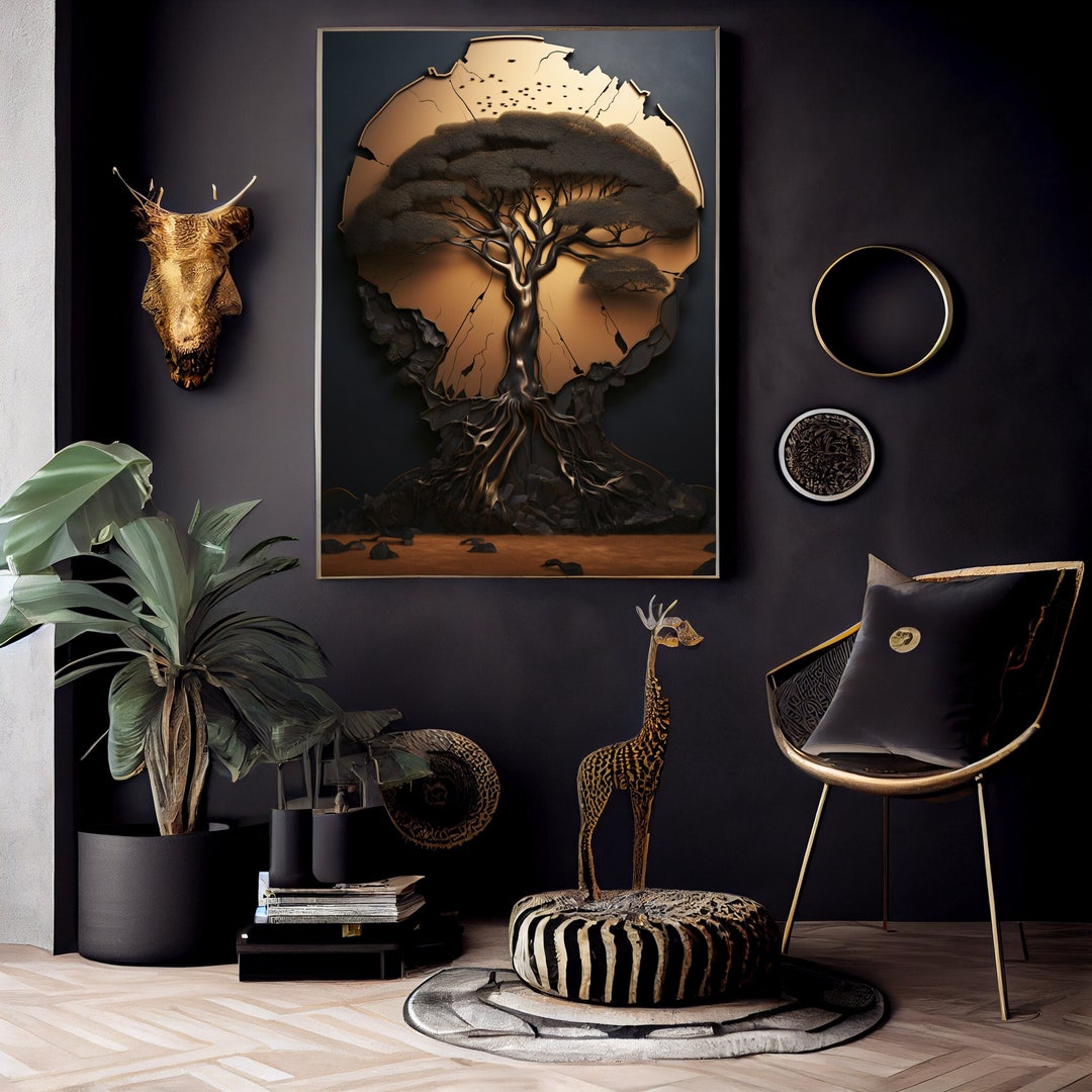 African Acacia Tree, Printable Wall Art, Instant Download, Metal Wood ...