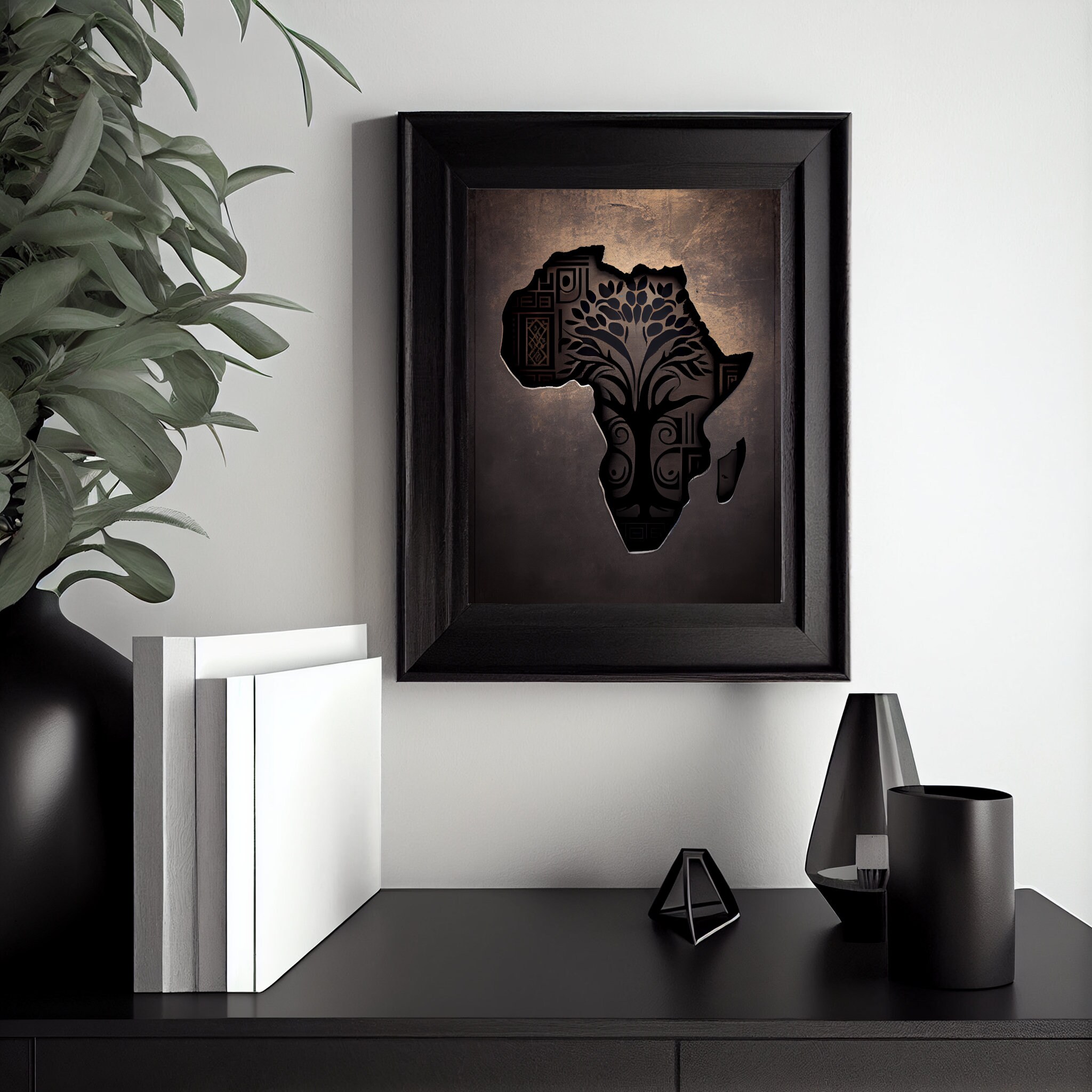 Instant Download, 3D Africa Shape, Aged Metal, Lasercut Look, Digital ...