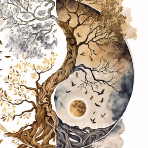 Tree of Life as Yin Yang, Printable Wall Art, Digital Download ...