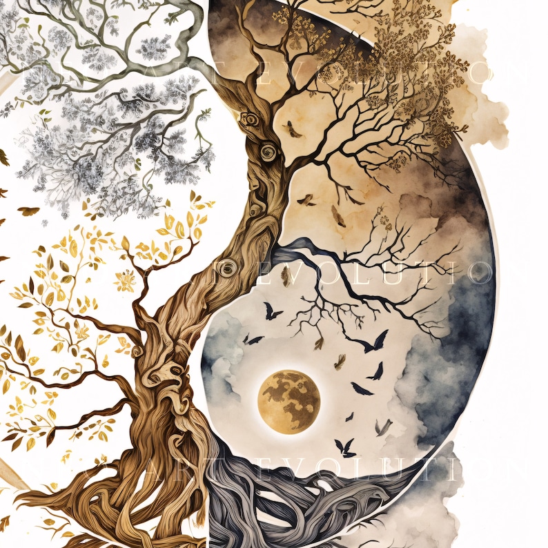 Tree of Life as Yin Yang, Printable Wall Art, Digital Download ...