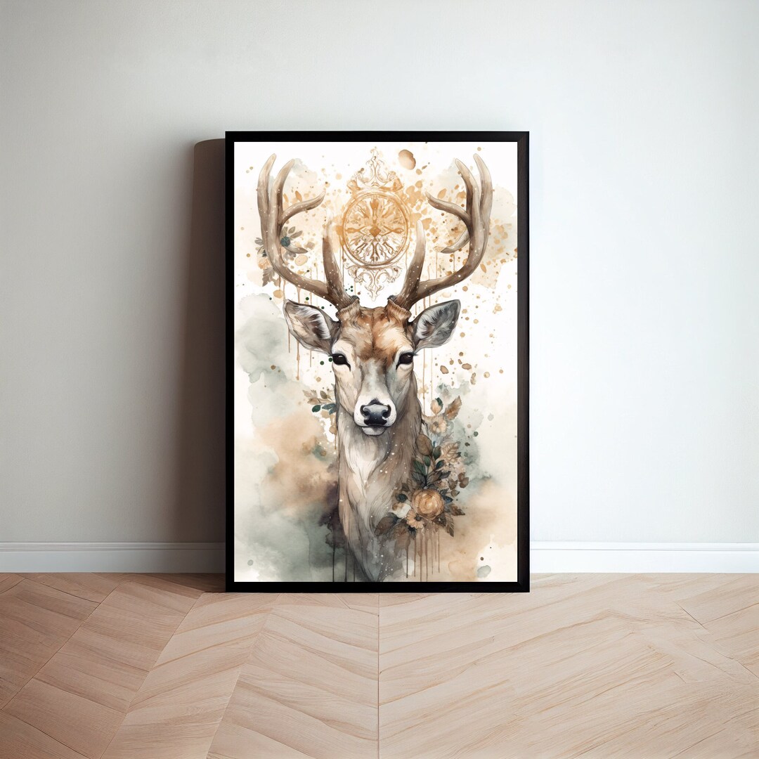 Deer Watercolor, Printable Poster, Forest Animal Wall Art, Spiritual ...