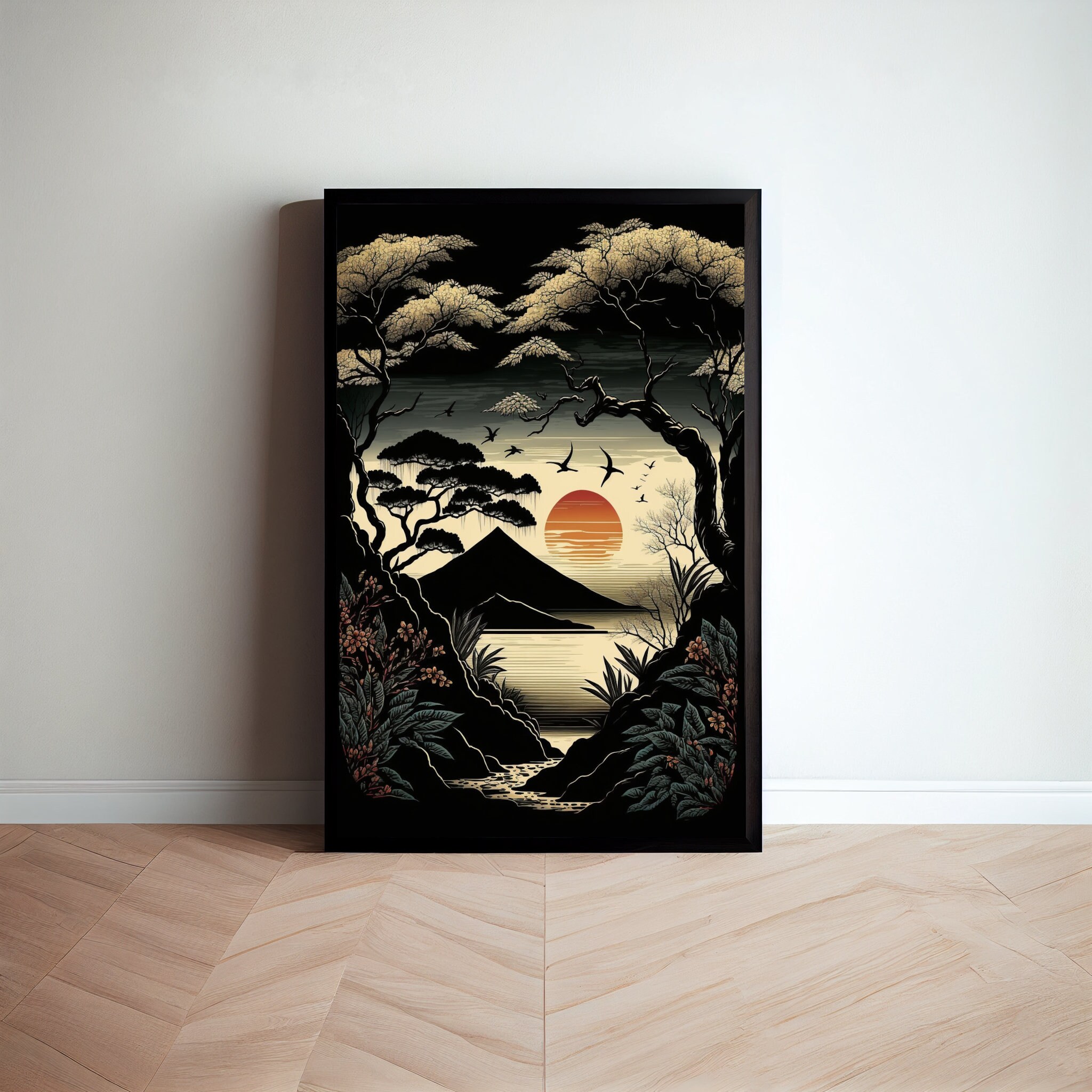 Instant Download, Japanese Scenery at Sunset, Printable Japanese Wall ...