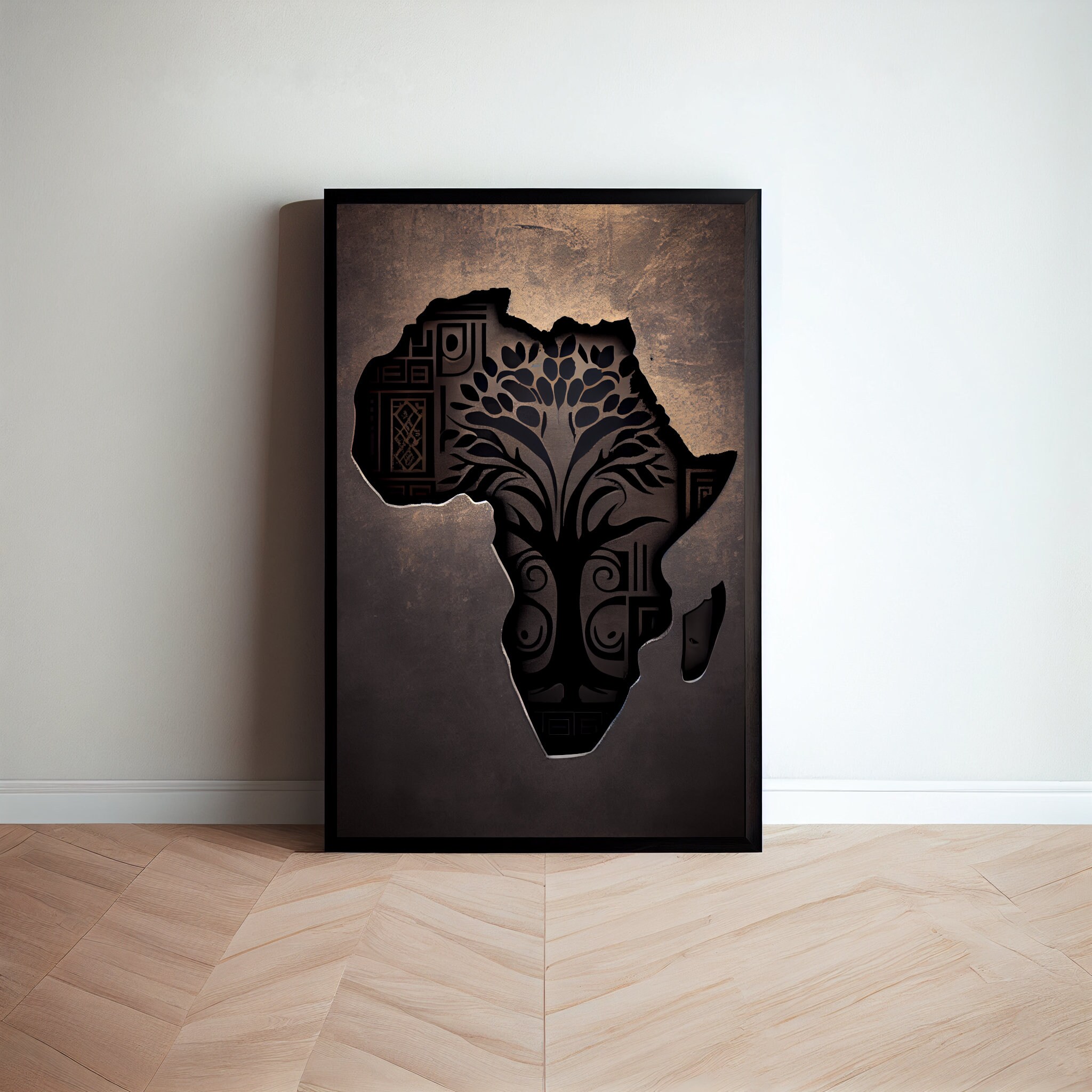 Instant Download, 3D Africa Shape, Aged Metal, Lasercut Look, Digital ...