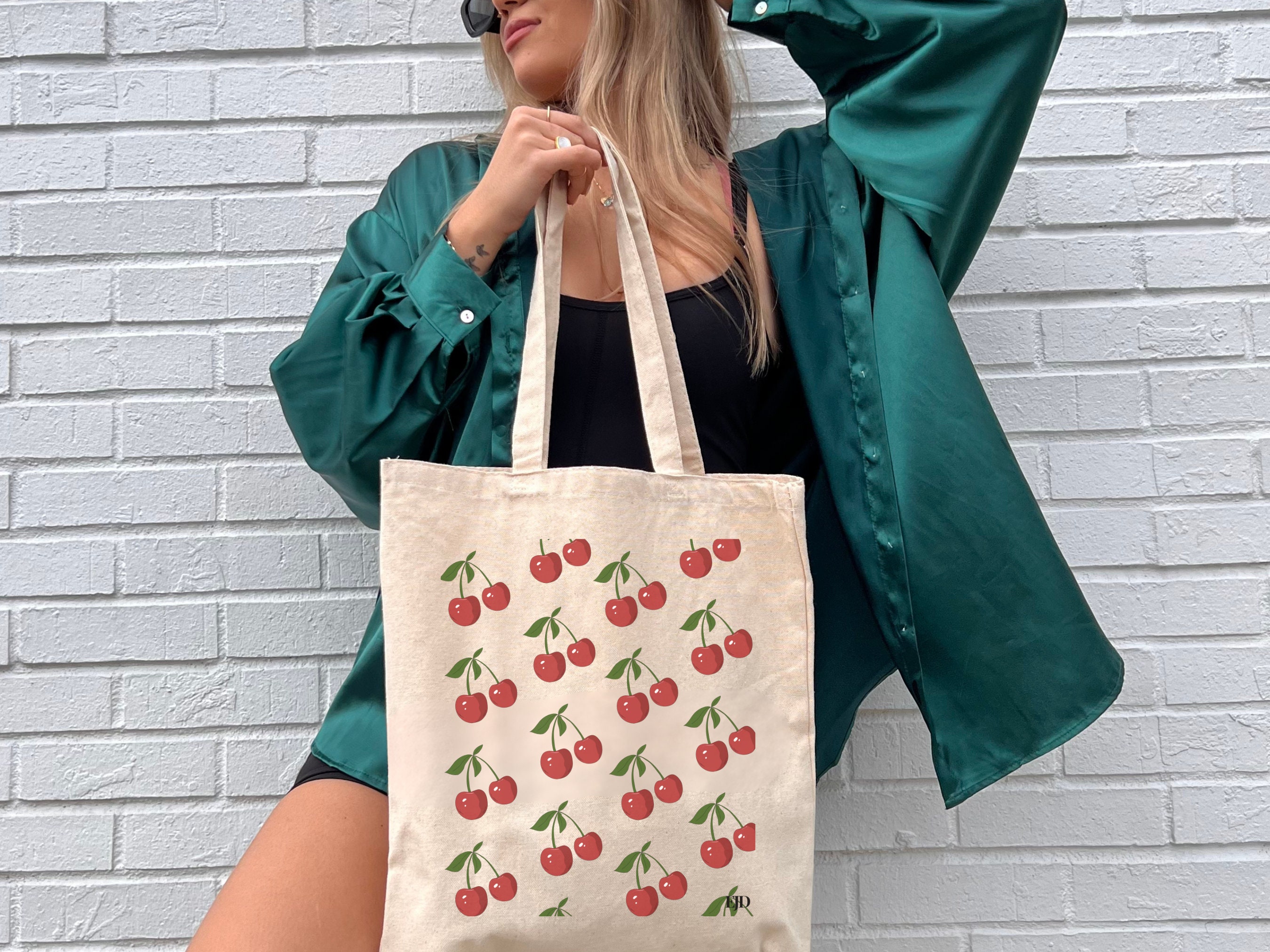 Cherry Tote Bag / Canvas Tote Bag / Everyday Bag / Pretty Tote Bag ...