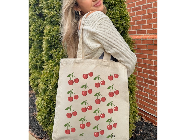 Cherry Tote Bag / Canvas Tote Bag / Everyday Bag / Pretty Tote Bag ...