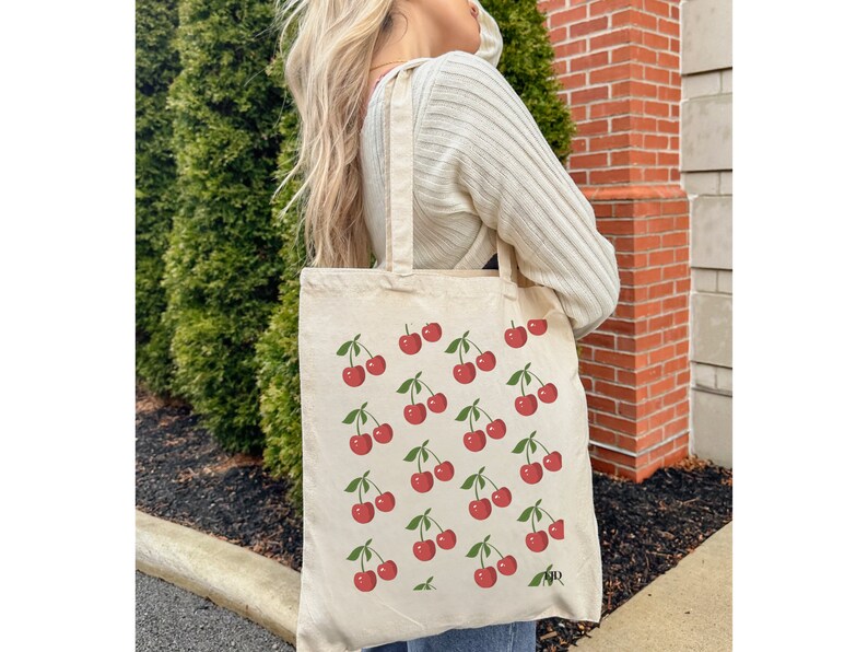 Cherry Tote Bag / Canvas Tote Bag / Everyday Bag / Pretty Tote Bag ...
