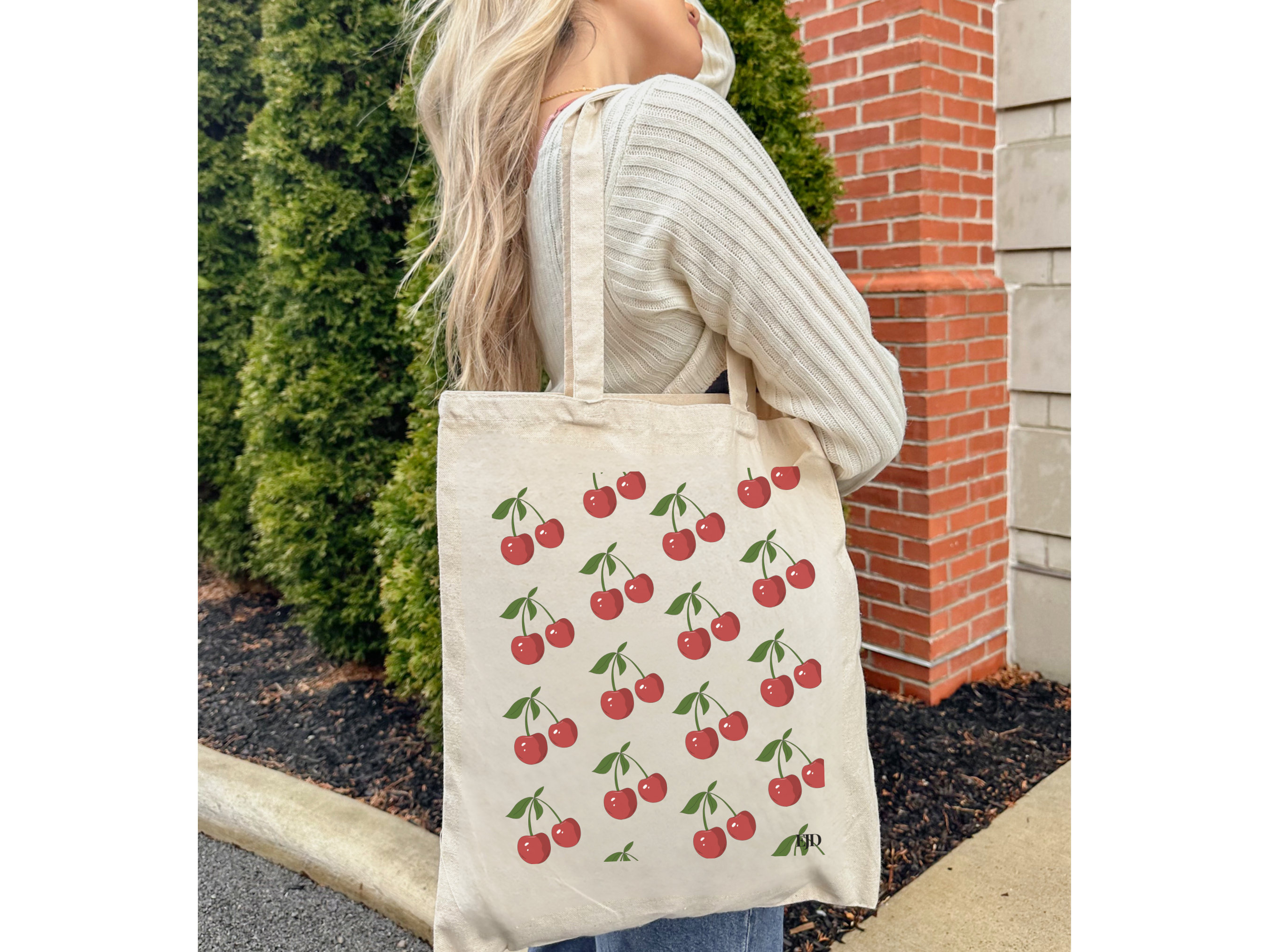 Cherry Tote Bag / Canvas Tote Bag / Everyday Bag / Pretty Tote Bag ...