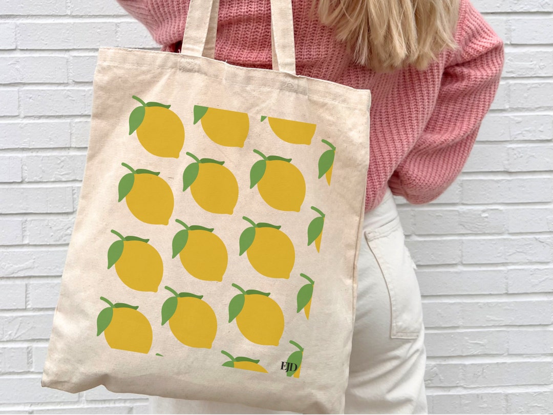 Lemon Tote Bag / Canvas Tote Bag / Lemon Print / Everyday Bag / Lemon ...