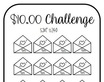 Printable 10 Dollar Bill Challenge Cash Savings Challenge - Etsy