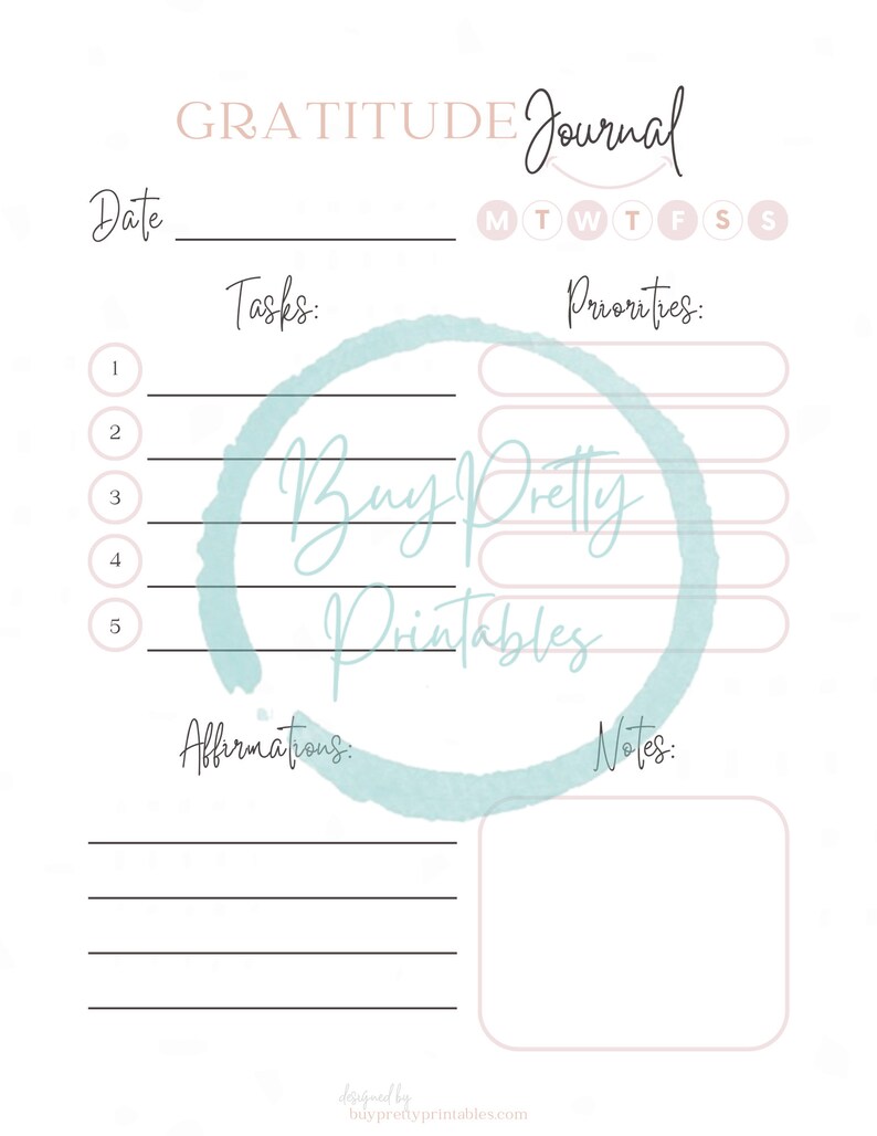 Printable Gratitude Journal Digital Download - Etsy
