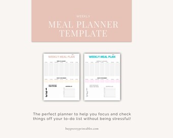 Weekly Meal Planner Printable Meal Planner, Printable Weekly Meal ...