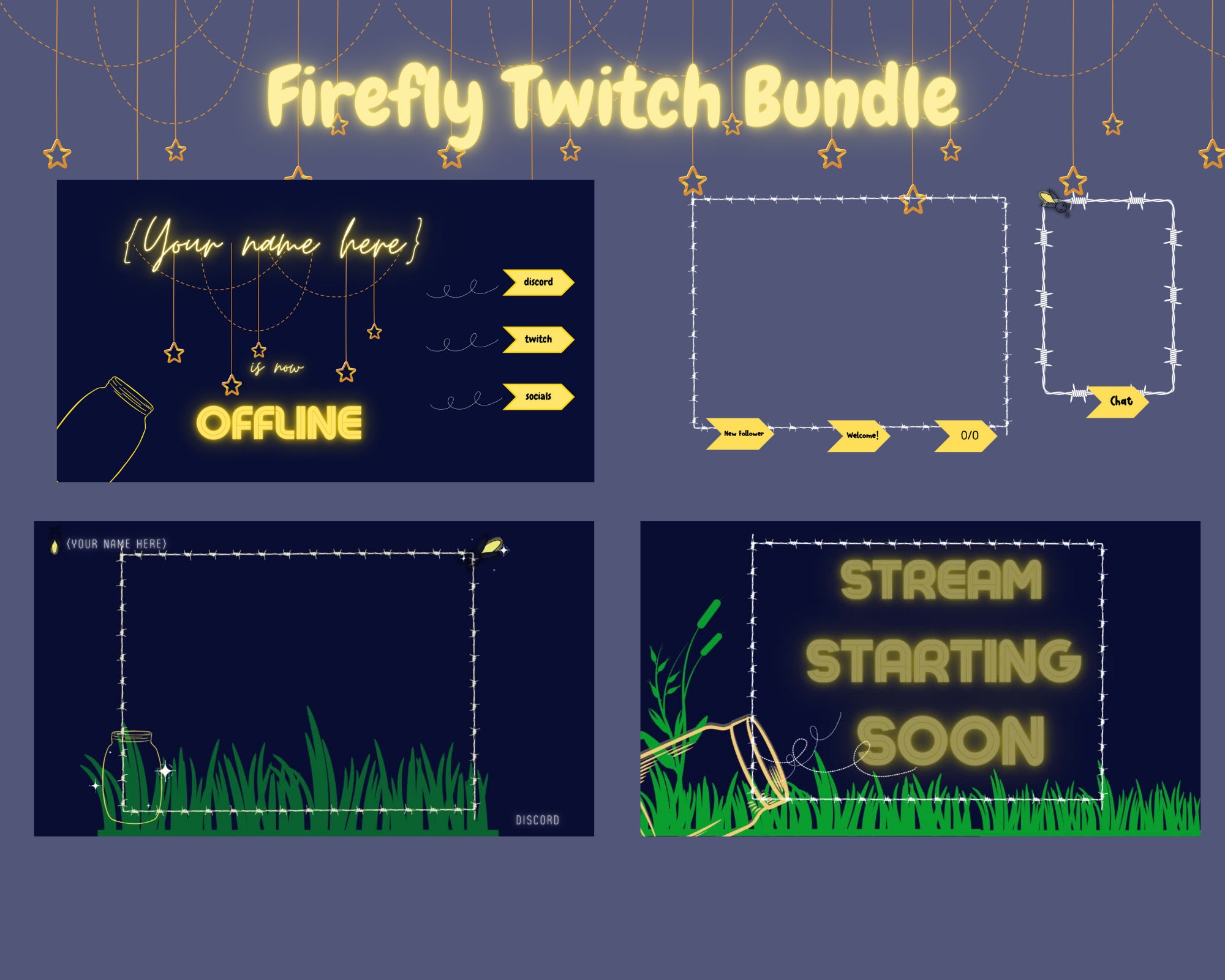 Firefly Animated Stream Overlay Pack, Animated Scenes, Webcam Overlay ...
