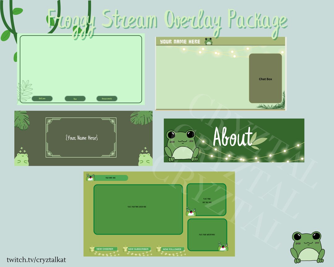 Froggy Animated Stream Overlay Pack, Animated Scenes, Twitch Panels - Etsy