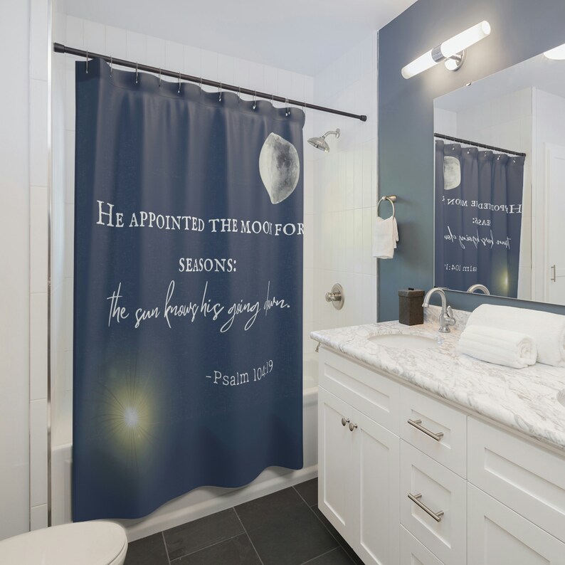 Scripture Decor for Bathroom Shower Curtain With Quote Decor Bathroom ...