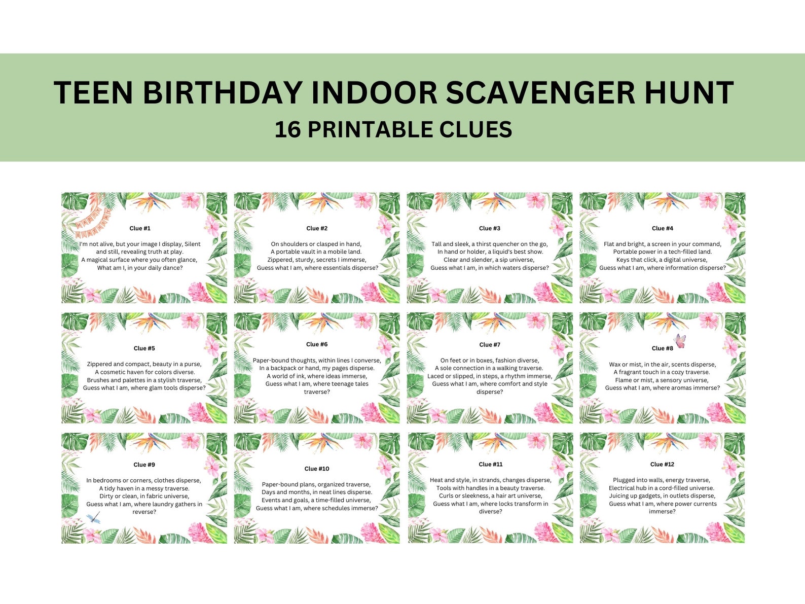 Indoor Teen Scavenger Hunt, Teen and Tween Treasure Hunt, Scavenger ...