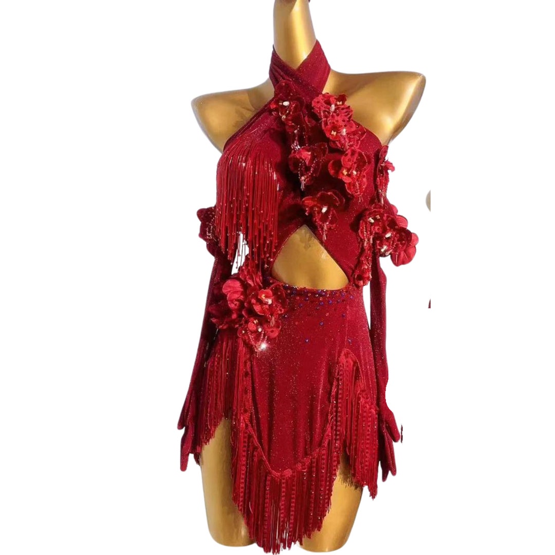New Latin Dance Dress, Light Luxury Dress, 3D Flower Tassel ...