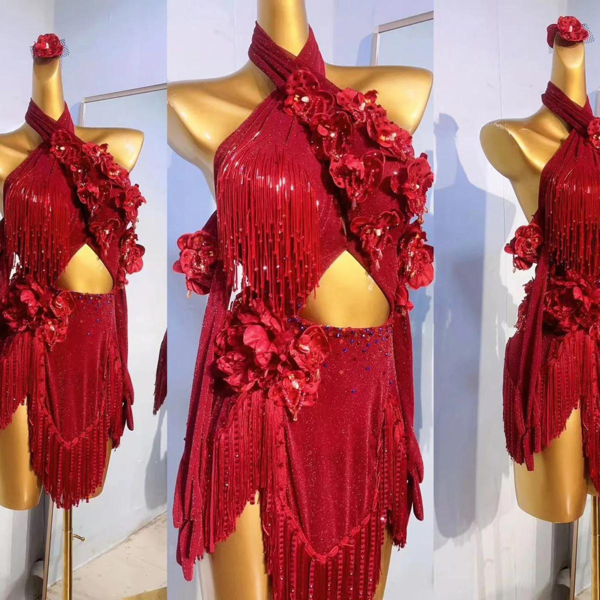 New Latin Dance Dress, Light Luxury Dress, 3D Flower Tassel ...