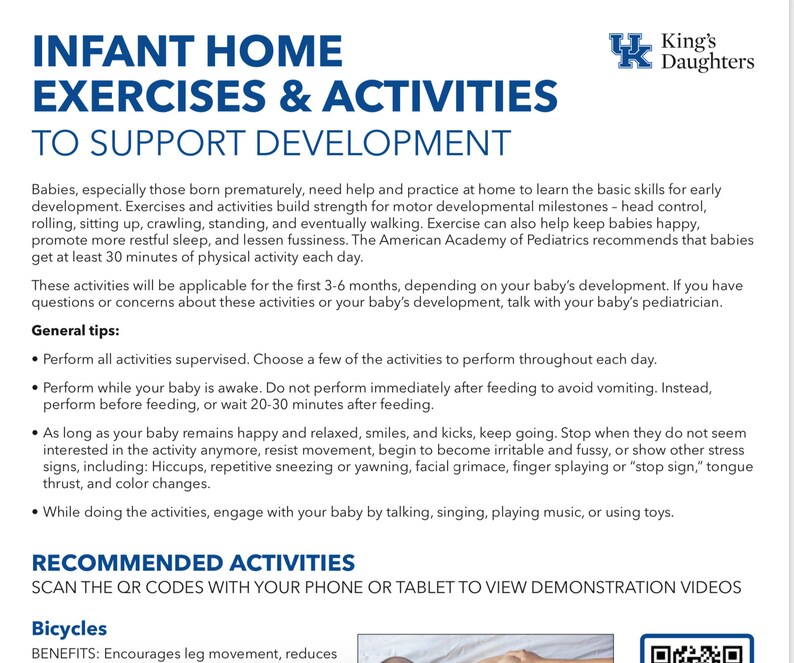 Newborn Home Exercises & Activities Handouts - Etsy