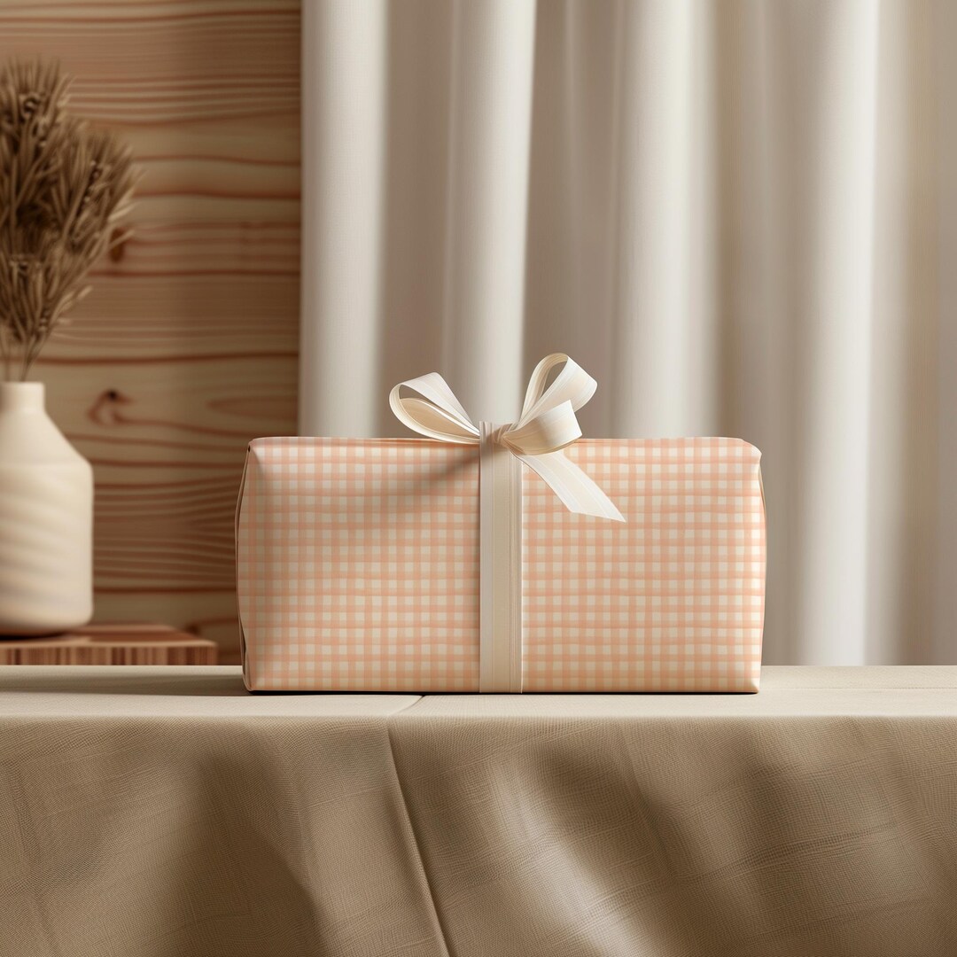 Wrapping Paper: Pastel Clementine Gingham (gift Wrap, Birthday ...