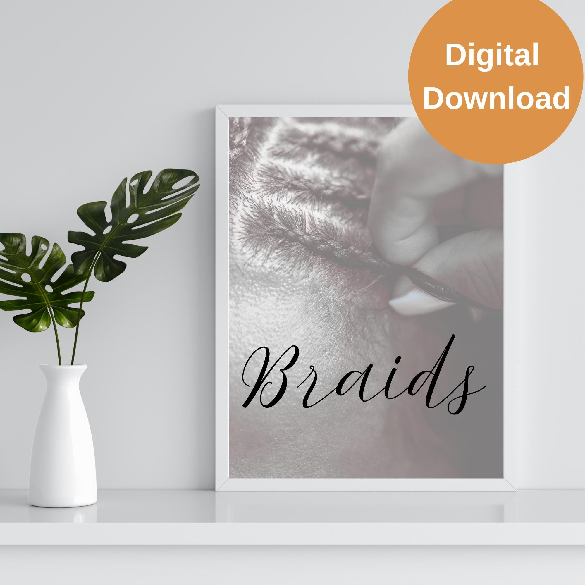 Braiding Beauty Poster, Printable, Hair Salon Wall Art, Black Stylist ...