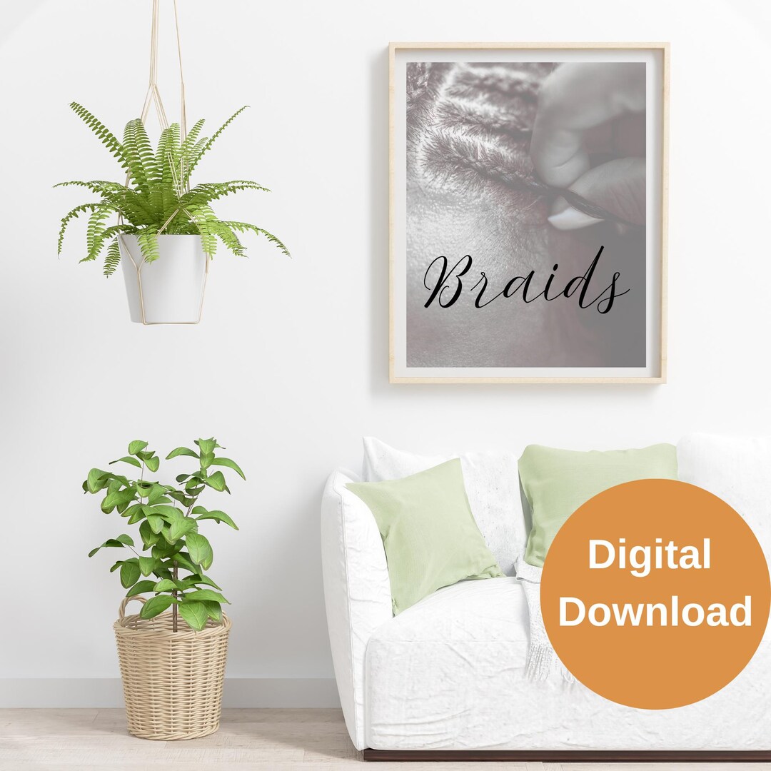 Braiding Beauty Poster, Printable, Hair Salon Wall Art, Black Stylist ...