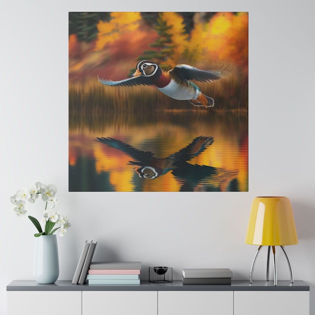 Wood Duck Art on Canvas Duck Decor Duck Mancave Decor Wood Duck Wall ...