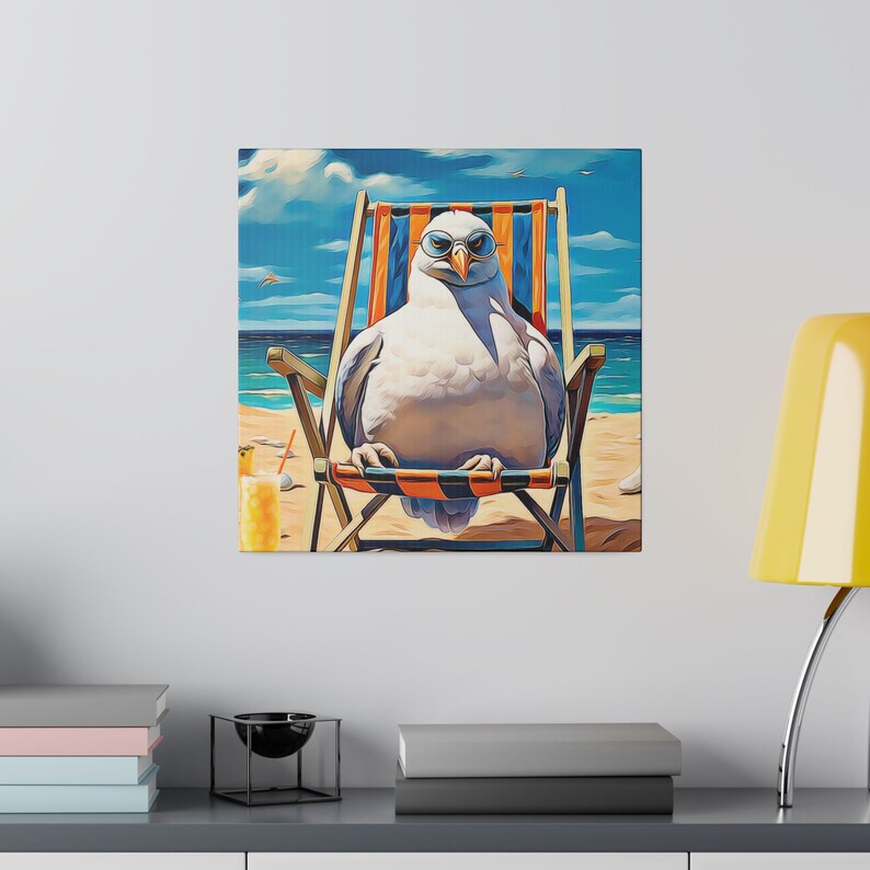Fun Beach Seagull Canvas Print Seagull Bird Wall Art Seagull Beach ...