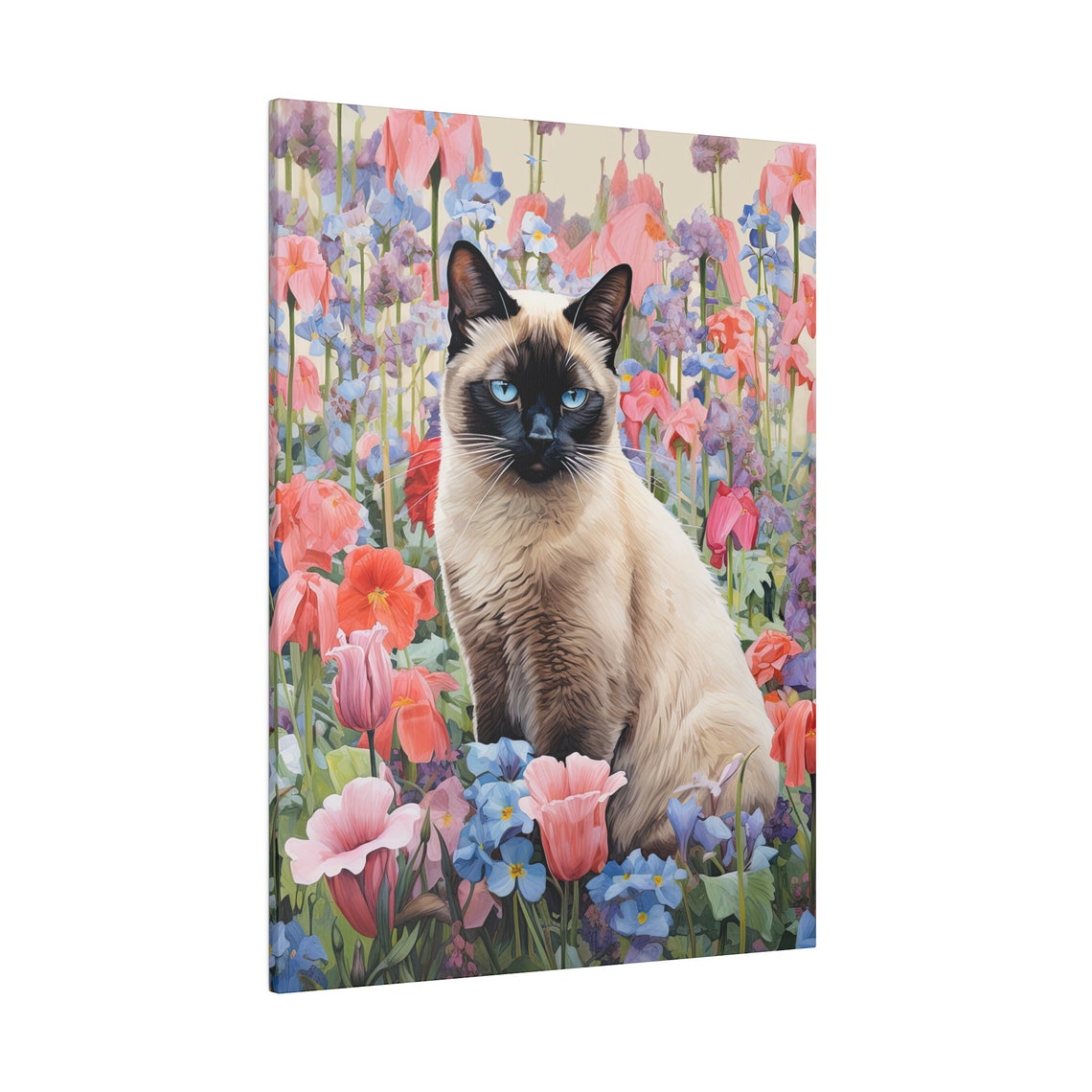 Watercolor Siamese Cat Canvas Siamese Cat Art Siamese Cat Office Art ...