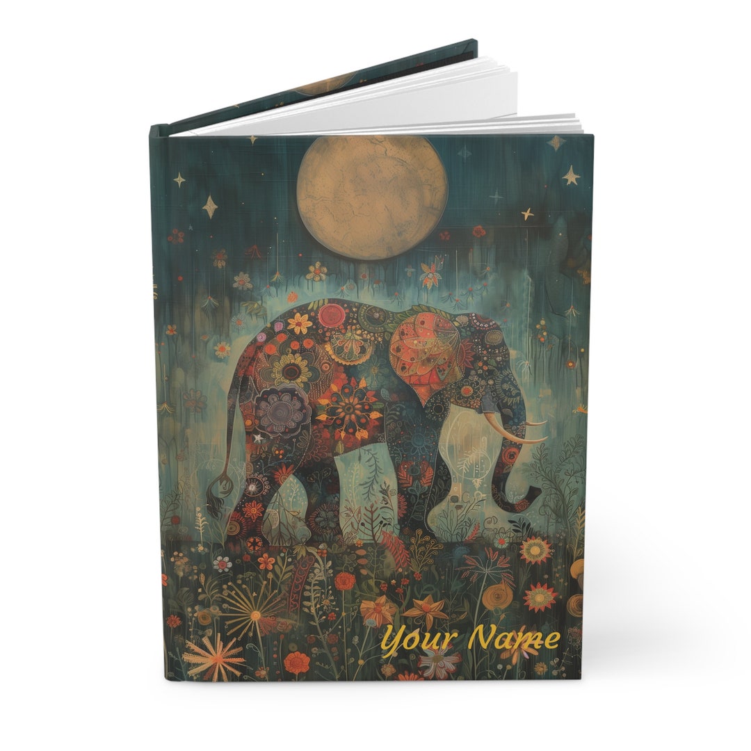 Beautiful Personalized Floral Elephant Journal Notebook Elephant Lover ...