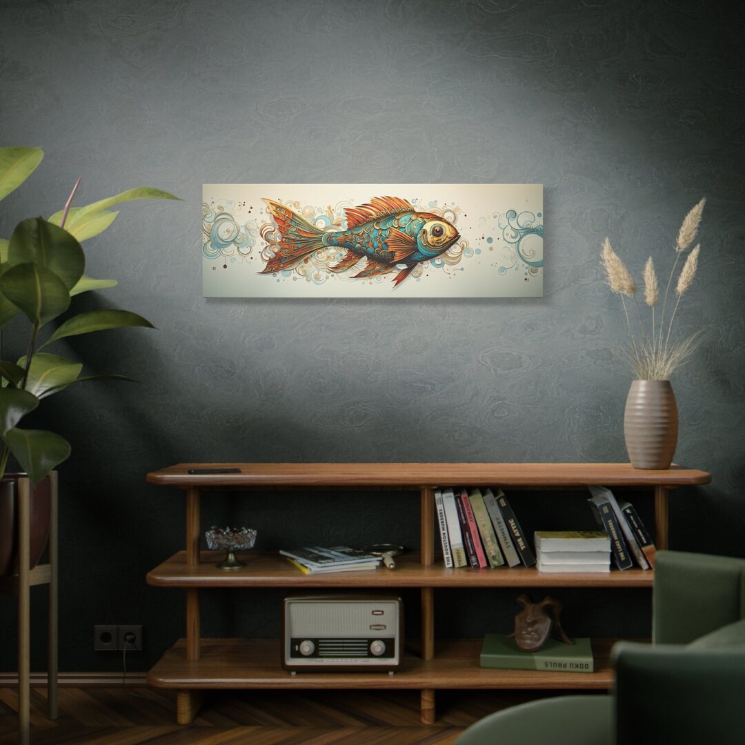 Boho Fish Wall Art Canvas, Fish Wall Decor, Fish Home Decor, Boho Wall ...