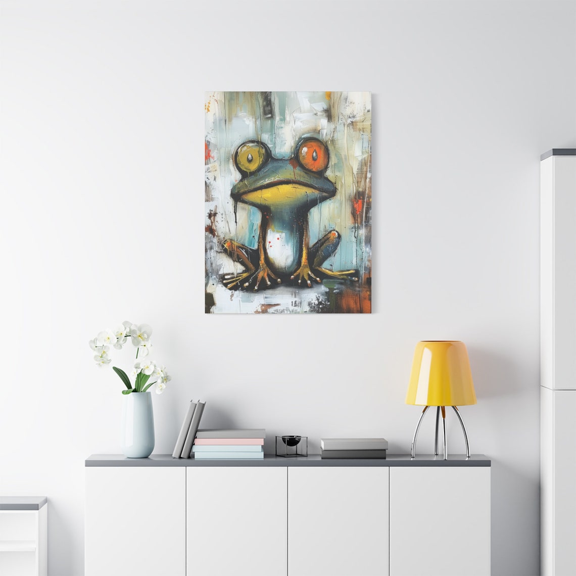 Whimsical Frog Art Print Canvas Frog Wall Art Frog Office Art Canvas ...