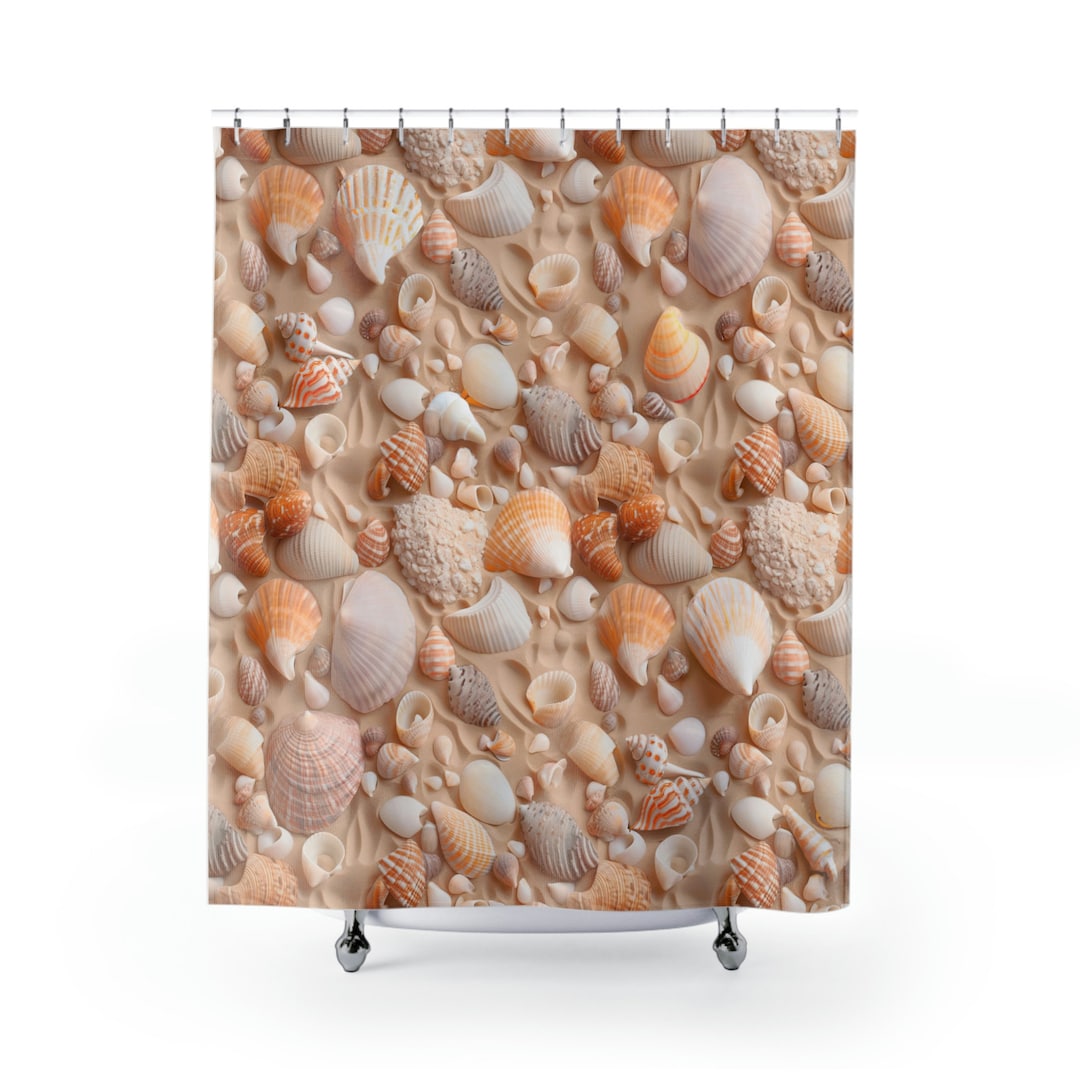 Sea Shell Shower Curtain Seashell Home Decor Sea Shell Cabin Decor ...