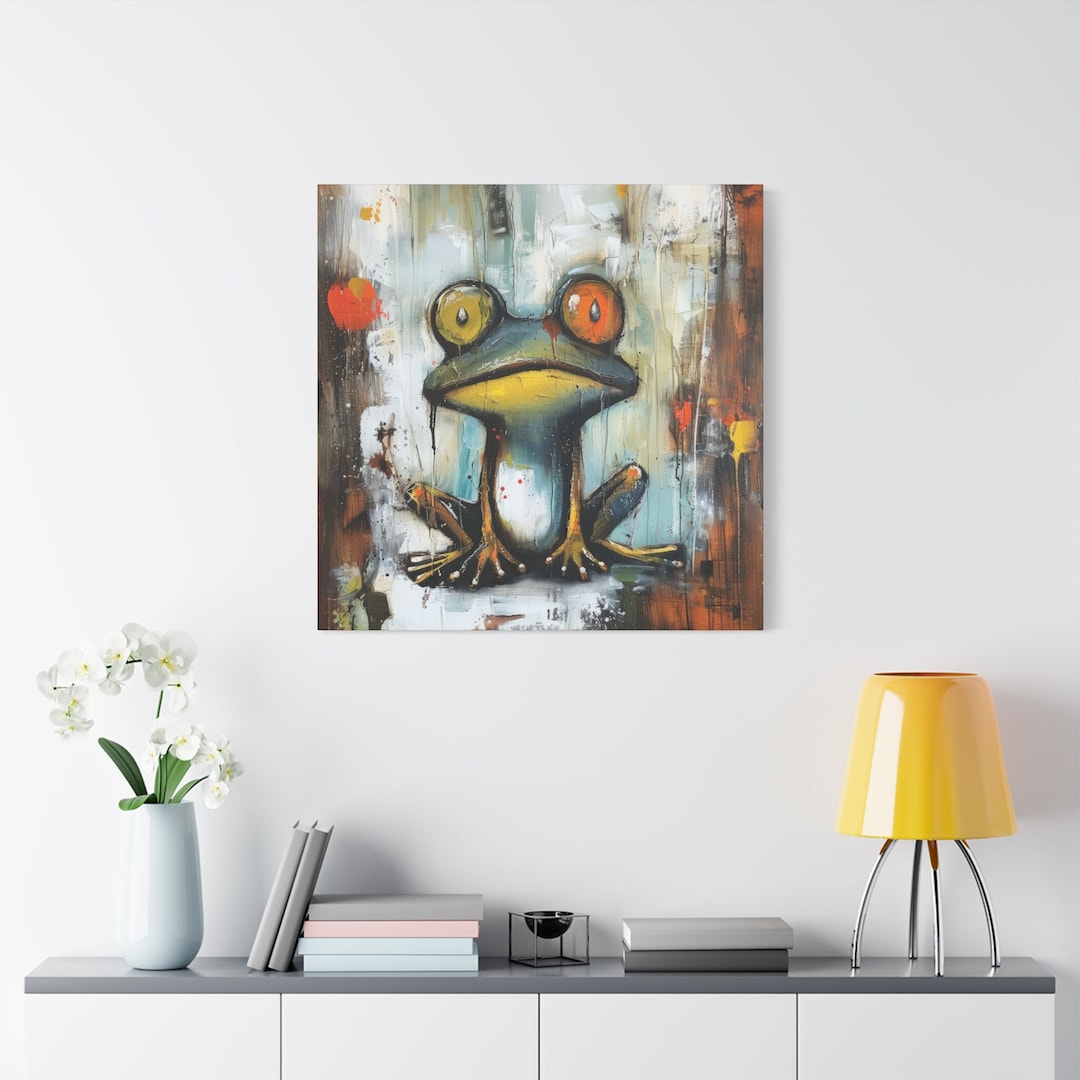 Whimsical Frog Art Print Canvas Frog Wall Art Frog Office Art Canvas ...