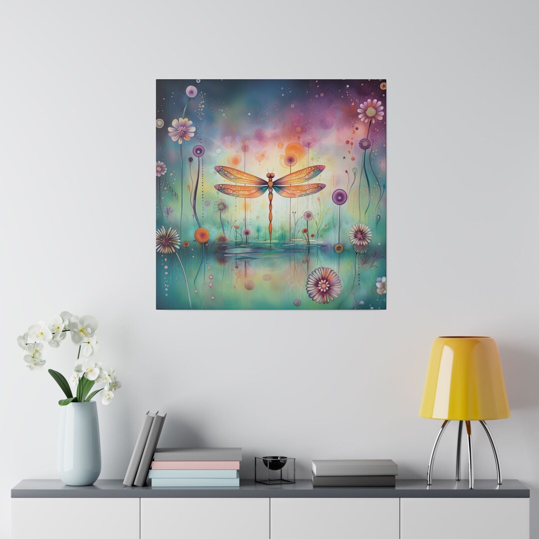 Watercolor Dragonfly Canvas Dragonfly Wall Art Dragonfly Office Art ...