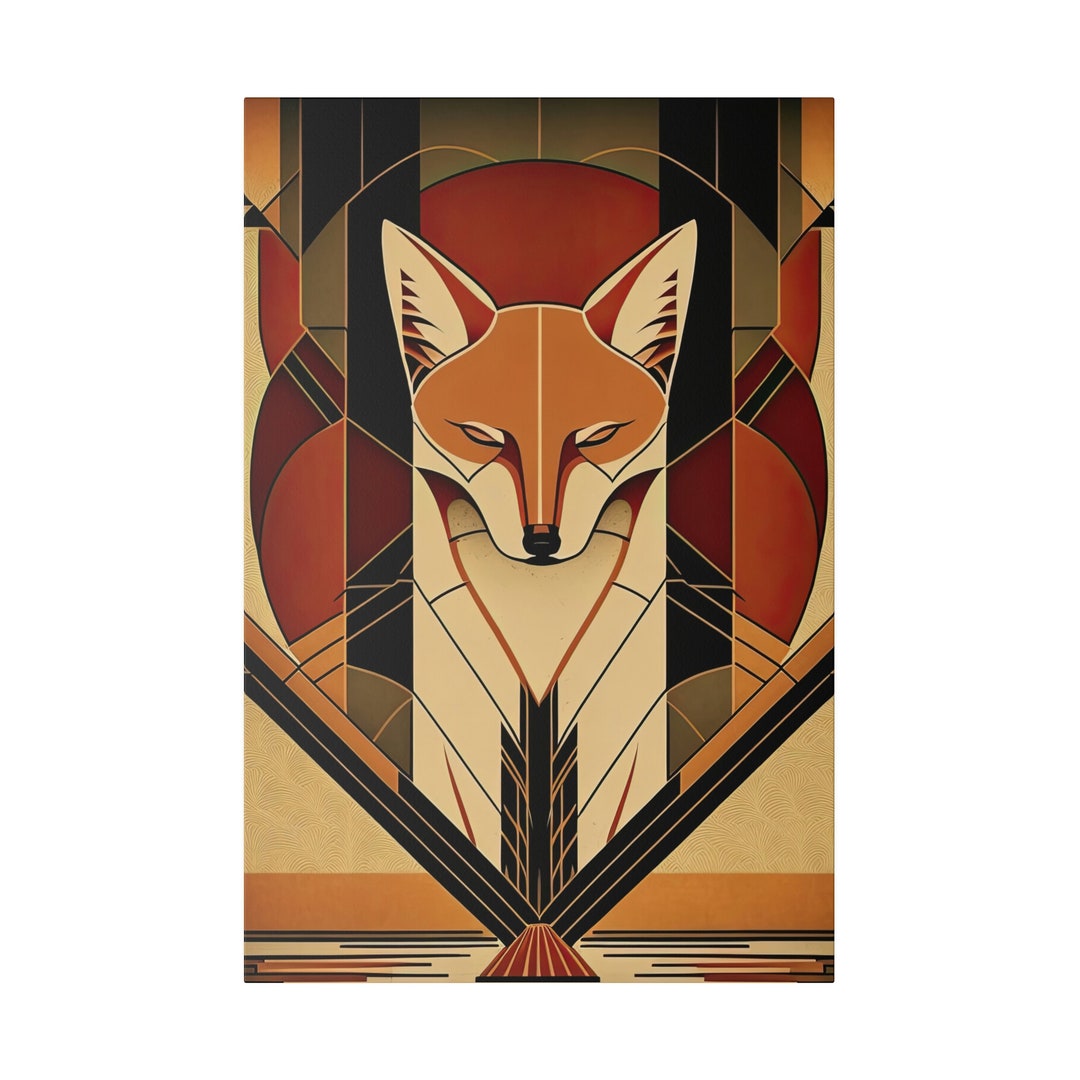 Art Deco Fox Canvas Fox Wall Art Matte Canvas Fox Decor Fox Gifts Man ...