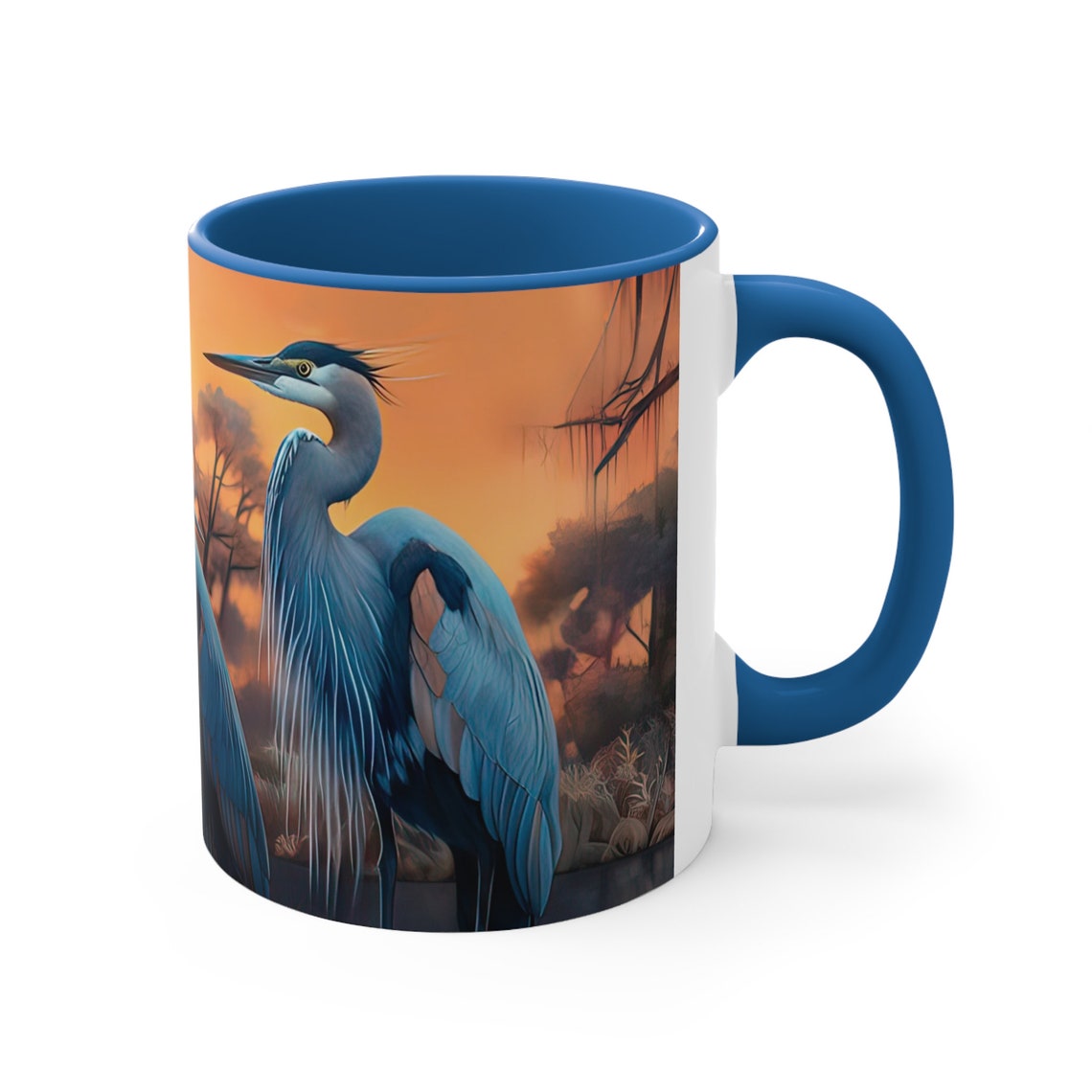 Blue Herons at Dawn Coffee Mug Bird Lover Coffee Mug Blue - Etsy